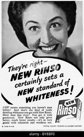 Classic advertisement for RINSO washing powder in English magazine ...