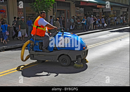 Street Sweeper Chinatown Area Honolulu Hawaii Oahu Pacific Ocean Stock ...
