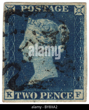Queen Victoria 2d blue postage stamp Stock Photo - Alamy