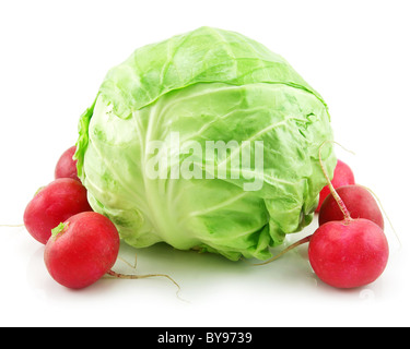 Healthy spring salad with radishes and cabbage cucumbers Stock Photo ...