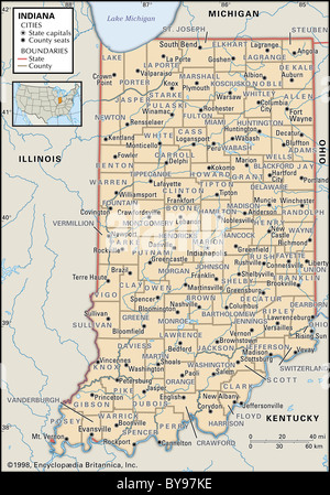 Map of Indiana Stock Photo - Alamy