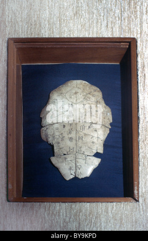 China: An oracle bone of turtle plastron pierced to be threaded on a ...