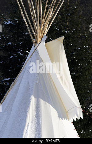 Teepee tents at winter Stock Photo - Alamy