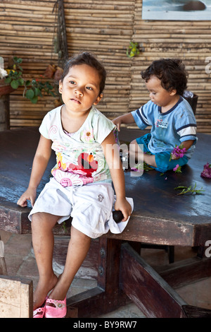 Mexican siblings girl and little boy isolated on clear background Stock ...
