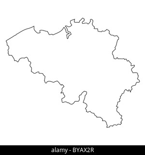Belgium Country Map Outline With National Flag Inside Stock Photo - Alamy