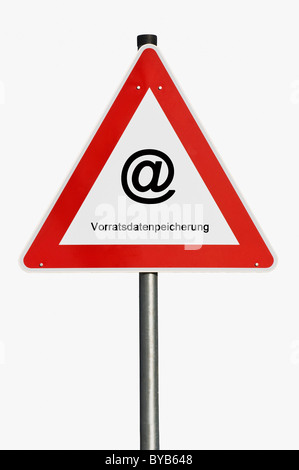 Danger sign, warning sign, @ symbol, symbolic image for stocks spam ...