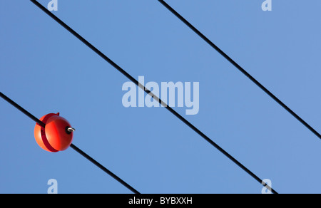 Red power line marker ball prevents accidental bird and aircraft ...