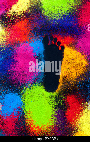 Multi colored footprints Stock Photo - Alamy
