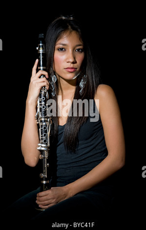 teen band instrument clarinet music play woodwind uniform asian ethnic ...