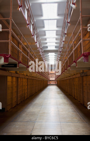Inside Cell house at Alcatraz, Broadway C & D Block, San Francisco, CA ...