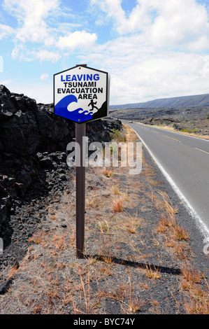 Tsunami Warning Sign Hawaii Volcanoes National Park Pacific Ocean Lava ...