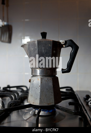 Coffee pot on a gas hob Stock Photo - Alamy