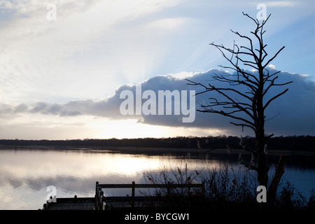 Sunset over Rollesby Broad, East Norfolk, East Anglia, England Stock ...