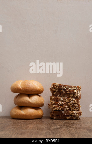Stacks of Sliced Bread Roll Stock Photo - Alamy