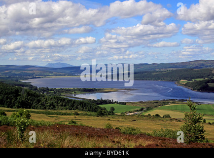 View from viewpoint Struie Hill to the estuary Dornoch Firth ...