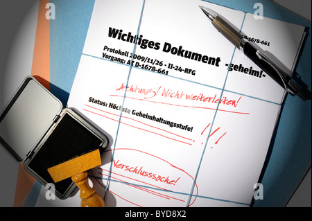 Papers, lettering "Wichtiges Dokument", German for "important document ...