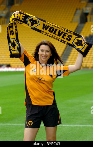 Television presenter Suzi Perry modelling the latest Wolves away strip ...