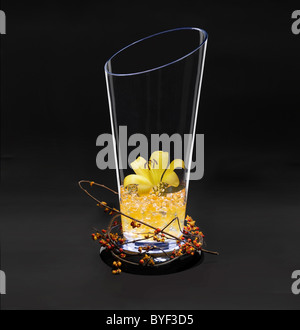 Beautiful bouquet of yellow flowers in vase, vintage look Stock Photo ...