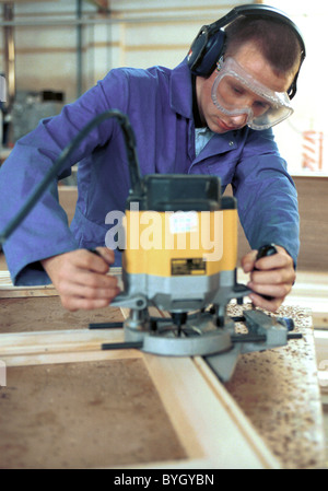 Bench Joinery. Using a router, portable power tool Stock Photo - Alamy