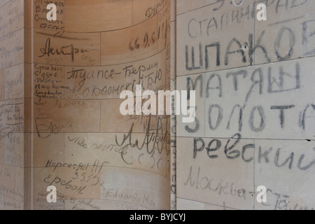 Graffiti of Soviet soldiers in the Reichstag, Berlin, Germany Stock ...