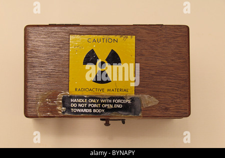 A lead storage box with sealed radioactive cup sources. Source as used ...