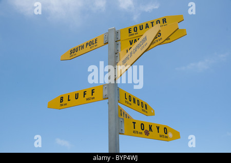 Cape Reinga Lighthouse and world sign post, Northland, New Zealand ...