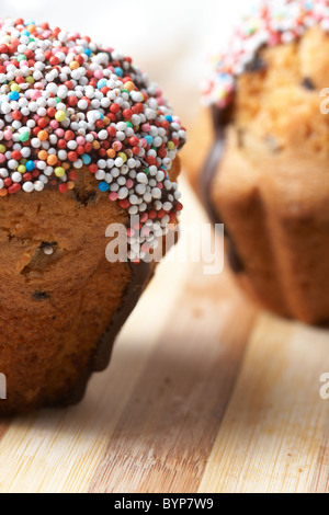 Fresh tasty chocolate muffins cakes on white isolated background Stock ...