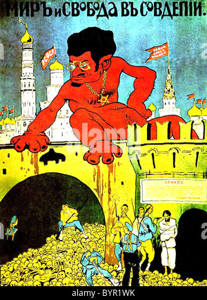 RUSSIAN CIVIL WAR A White Russian poster about 1920 shows the White ...