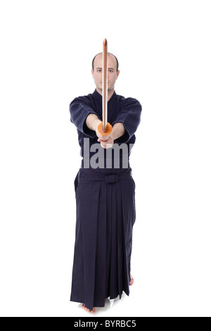 kendo fighter with bokken isolated on white Stock Photo - Alamy