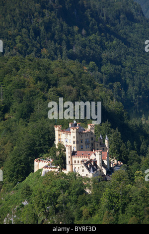bavarian castle on a mountain side at sunset; fussen, germany Stock ...