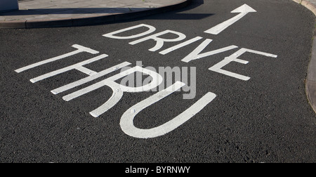 Drive thru road sign Stock Photo - Alamy