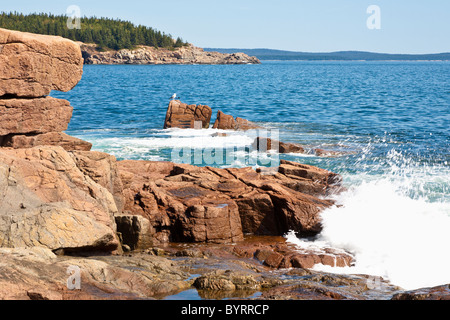 Rocky coastline at Thunder Hole in Acadia National Park near Bar Harbor ...