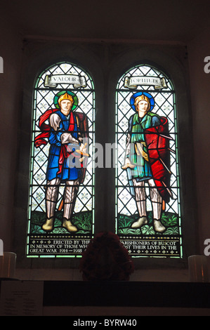 Buscot, Wiltshire, England: stained glass window in the parish church ...