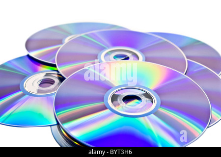 cd disks on a white background Stock Photo - Alamy