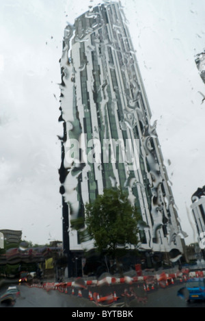 London, England. Strata SE1 high-rise building with three wind turbines ...