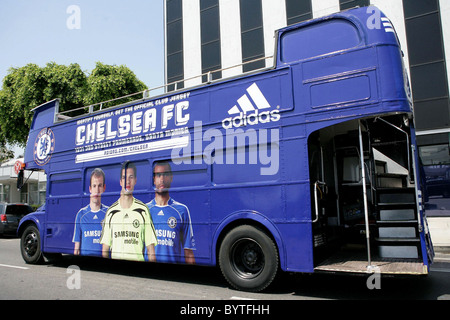 Chelsea FC promotional bus a London double decker, on the foreign roads ...