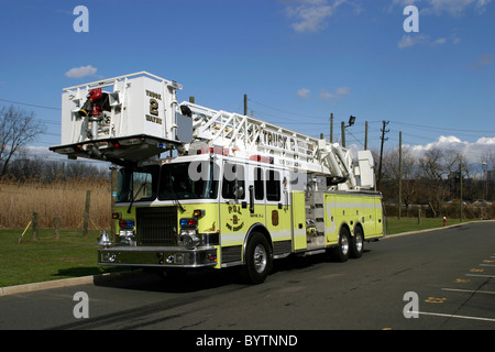 Yellow white fire truck snorkel basket lift heavy duty equipment Buena ...