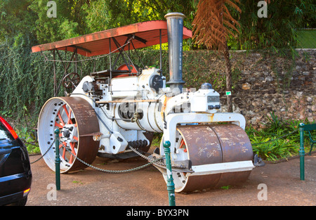 Antique Steam Operated Road Construction Engine, Funchal, Madeira Stock ...