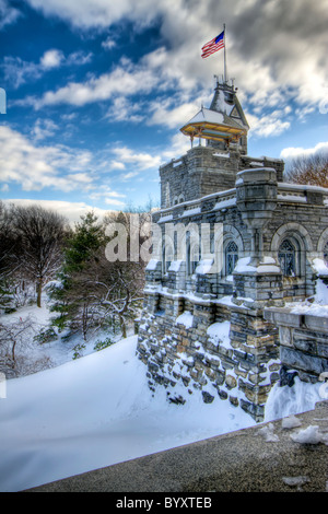 Castle in snowstorm Stock Photo - Alamy