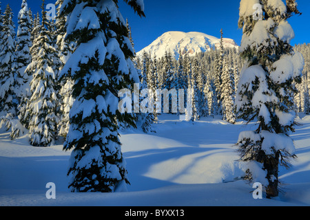 Mount Rainier National Park becomes a winter wonderland in winter, with ...