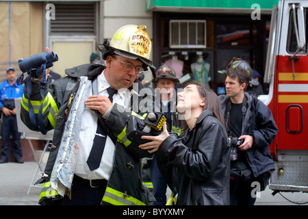 FDNY Deputy Chief at a fire scene in Manhattan NYC Stock Photo - Alamy