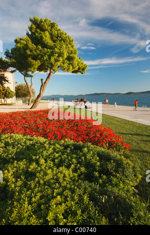 Waterfront of Zadar city at Adriatic coast of Croatia seen from the sea ...