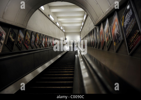 Man going up the Escalator at Highgate Tube Station, North London Stock ...