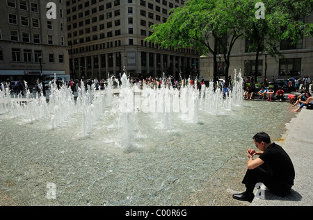 The fountain at Chicago's downtown Daley Plaza during lunch hour and ...