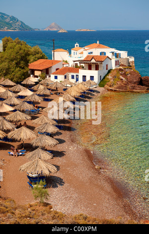 Vlychos Village & beach, Hydra, Greek Saronic Islands Stock Photo - Alamy