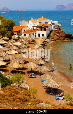 Vlychos Village & beach, Hydra, Greek Saronic Islands Stock Photo - Alamy