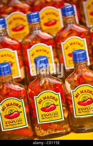 Homemade Pique hot sauce at a market in Old San Juan, Puerto Rico Stock ...