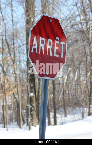 Arret Stop Sign in French Montreal Canada Stock Photo - Alamy