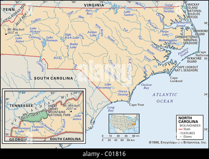 Physical map of South Carolina Stock Photo - Alamy