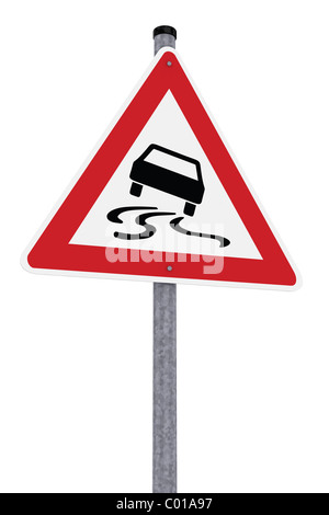 Slippery when wet warning sign Stock Photo - Alamy